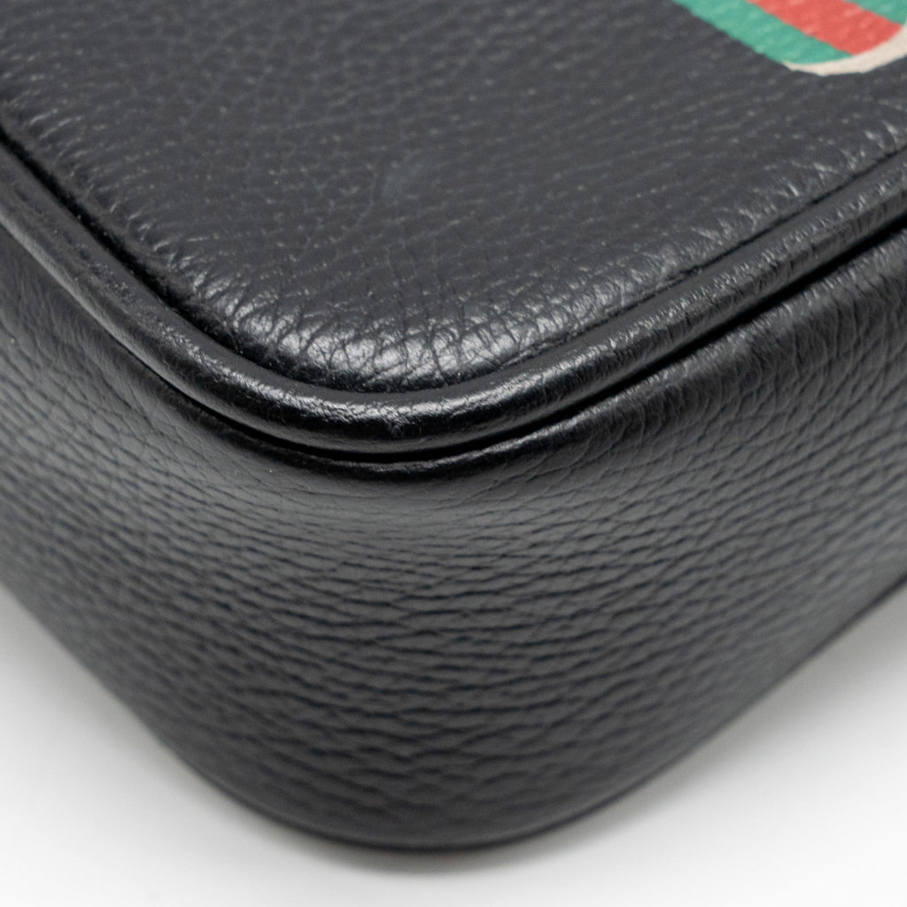 GUCCI LOGO PRINTED MESSENGER CROSSBODY BAG CALFSKIN BLACK/MULTICOLOUR ...