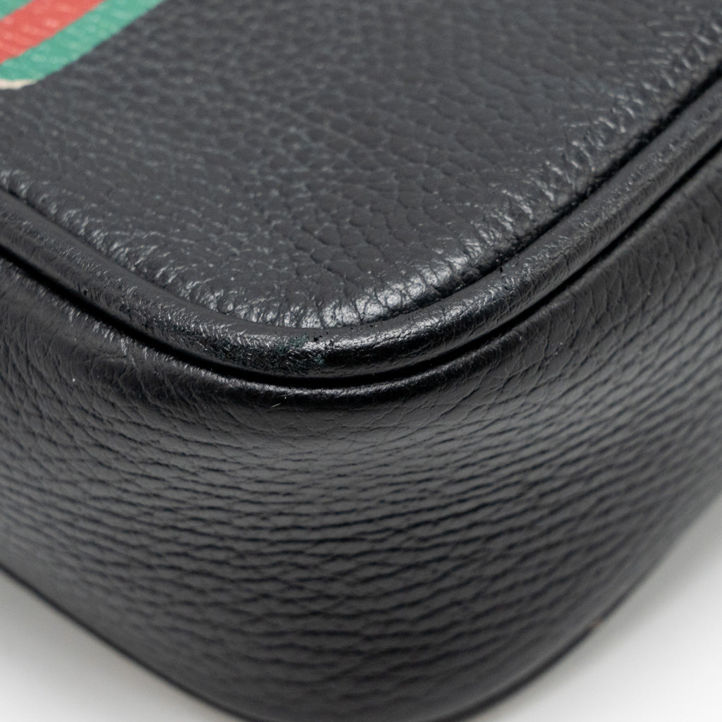 GUCCI LOGO PRINTED MESSENGER CROSSBODY BAG CALFSKIN BLACK/MULTICOLOUR ...