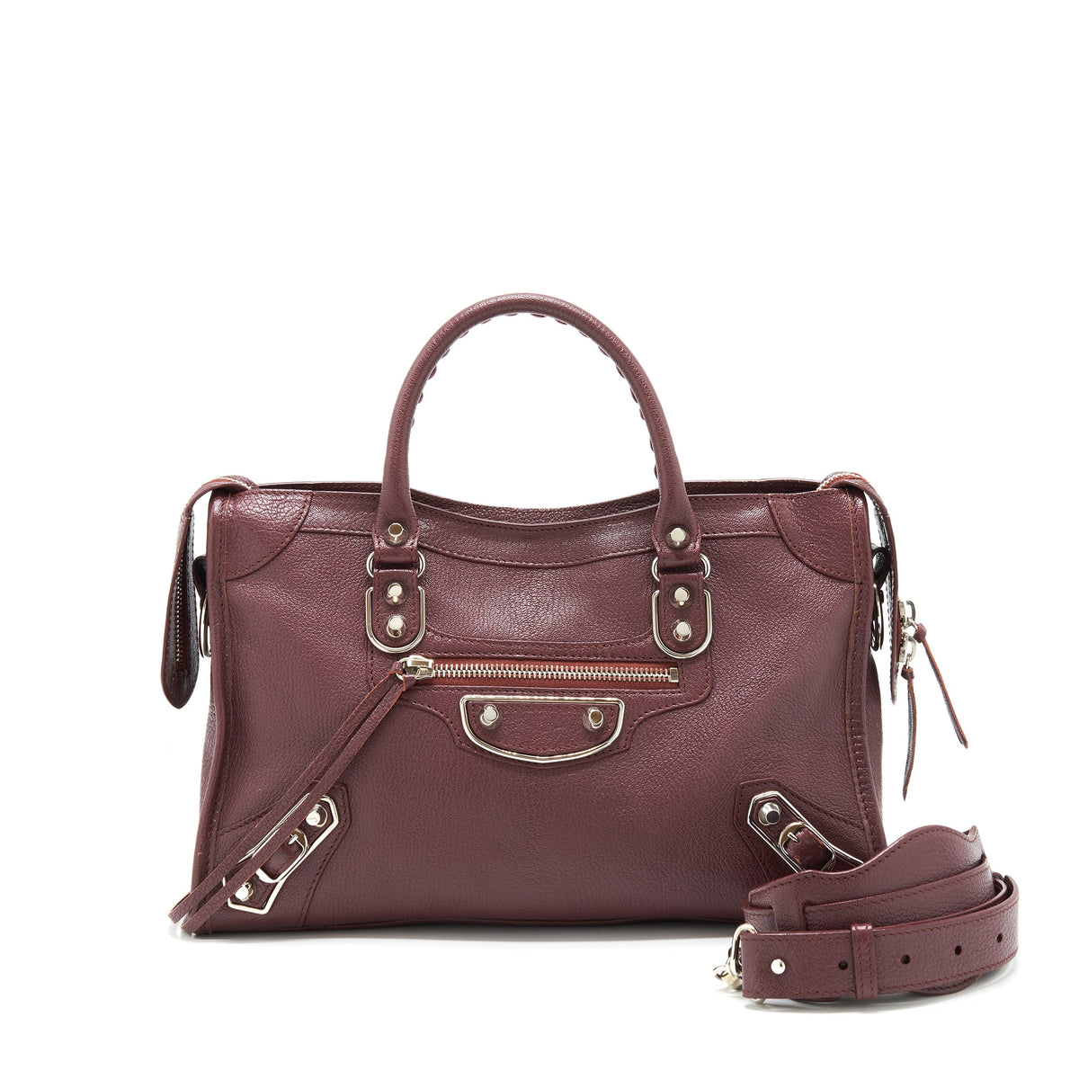 BALENCIAGA SMALL CITY EDGE BURGUNDY SHW – Ateléra