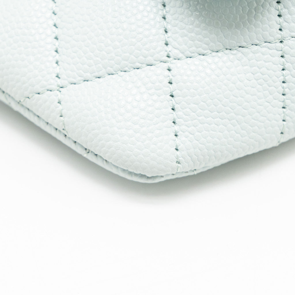 CHANEL SUNGLASSES CASE CLUTCH WITH CHAIN CAVIAR LIGHT BLUE SHW – Ateléra